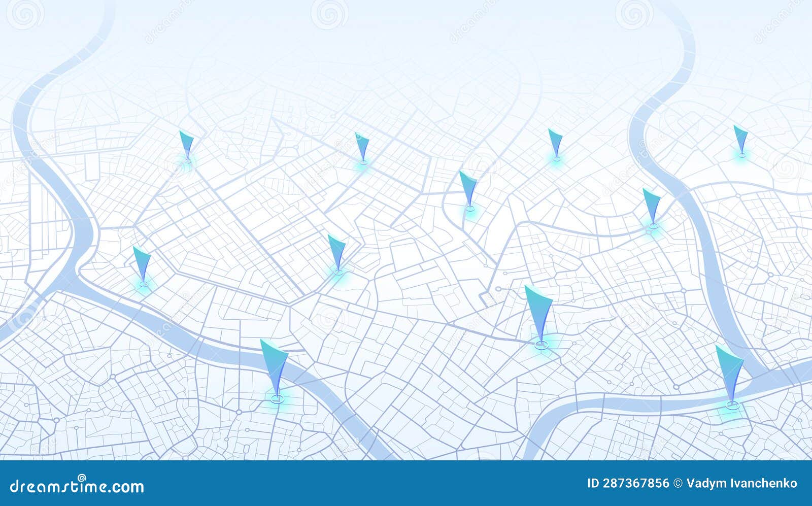 Multiple Destinations, Points Vector, IIsometric Modern Abstract Map ...