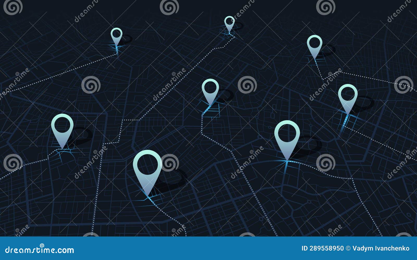 Multiple Destinations, Points Vector, IIsometric Modern Abstract Map ...