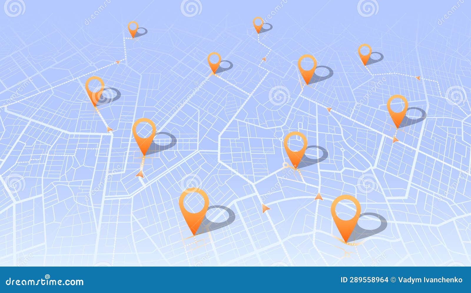 Multiple Destinations, Points Vector, IIsometric Modern Abstract Map ...