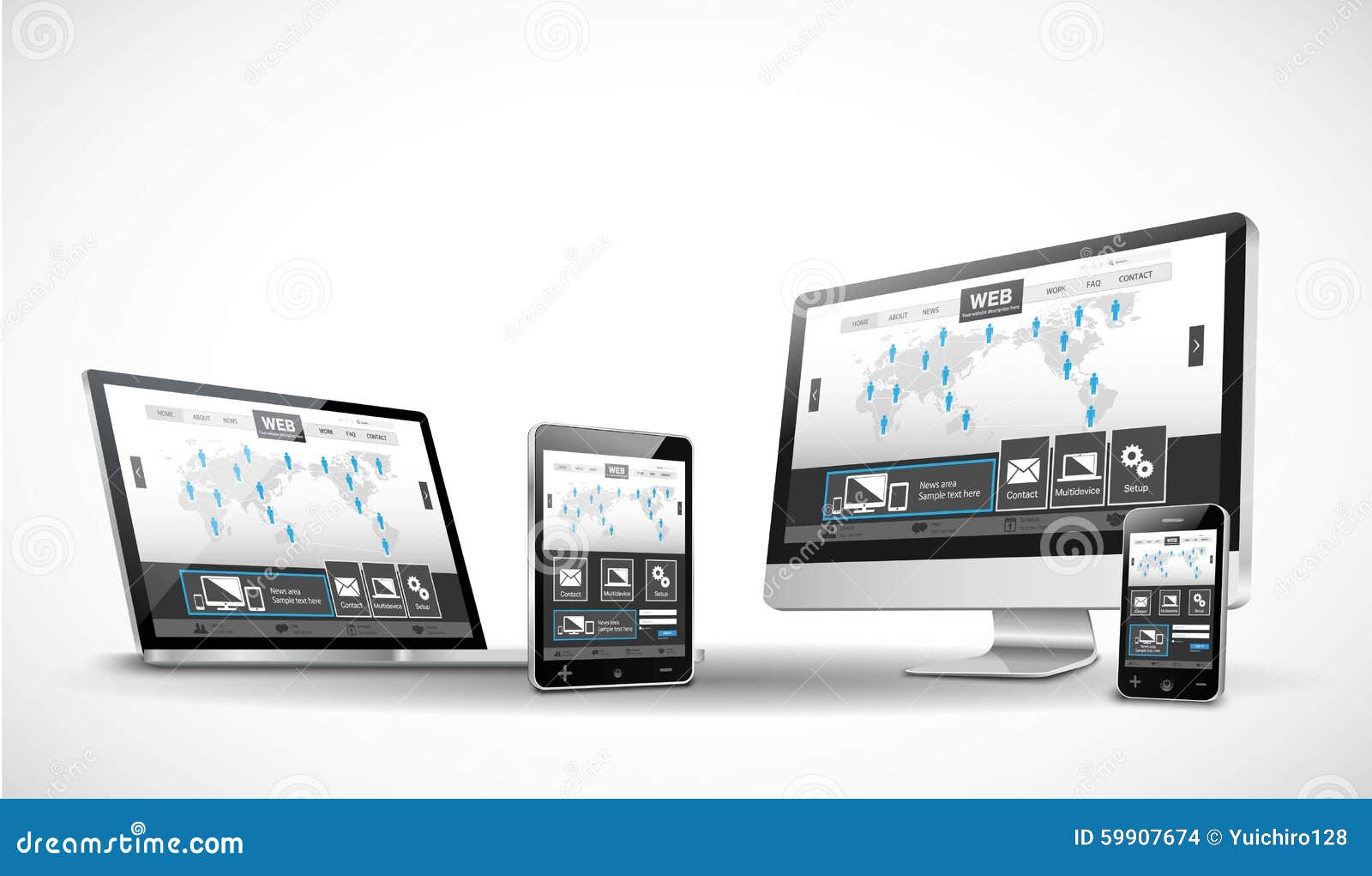 Multiple Devices and Website Stock Vector - Illustration of monitor ...