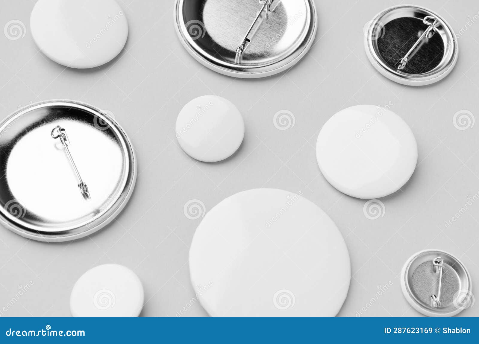 Multiple Different Sized Badges on a Grey Background Stock Image ...