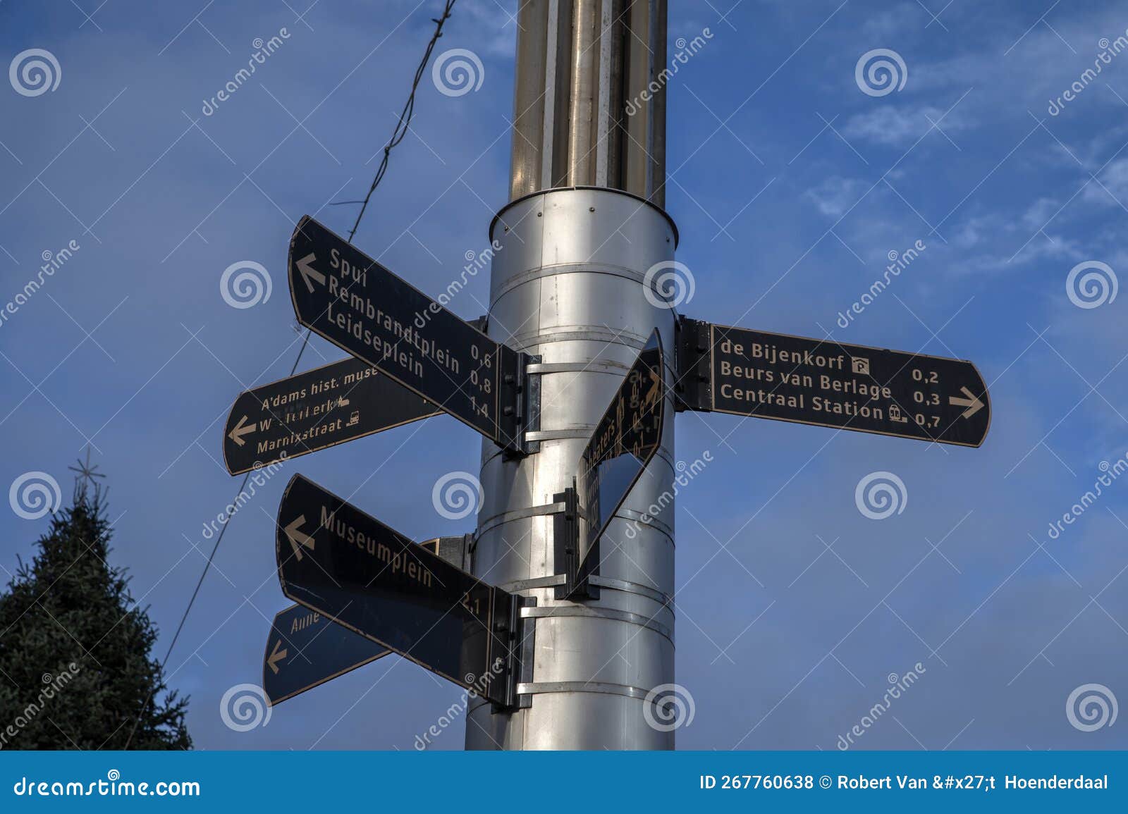 Multiple Direction Signs at the Dam Square at Amsterdam the Netherlands ...