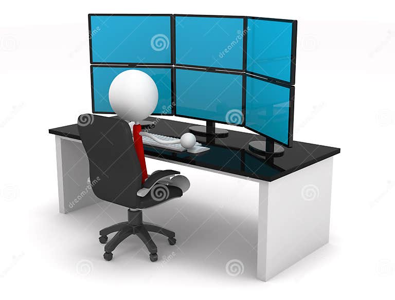 Multiple displays and PC stock illustration. Illustration of abstract ...
