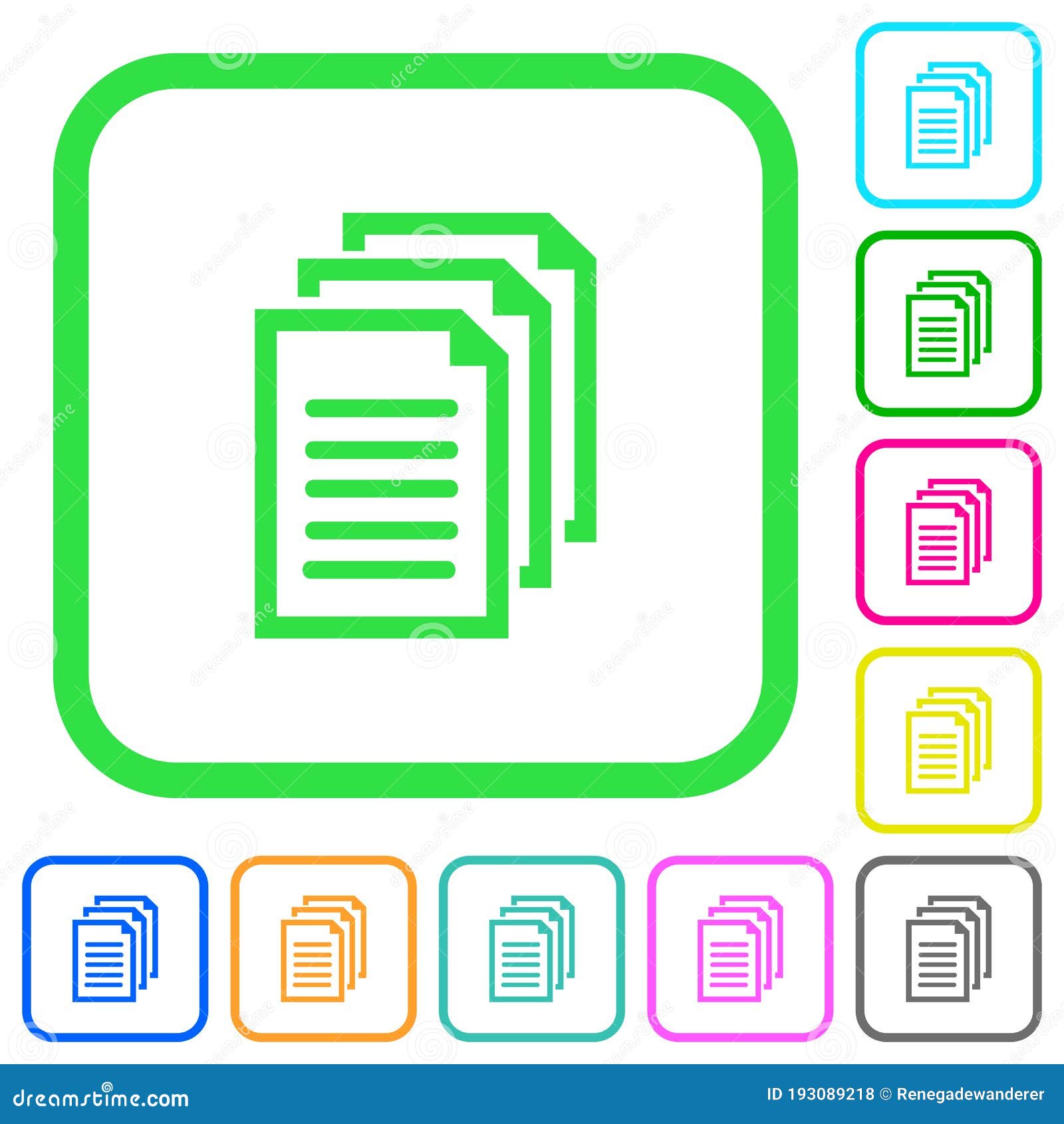 Multiple Documents Vivid Colored Flat Icons Icons Stock Vector ...