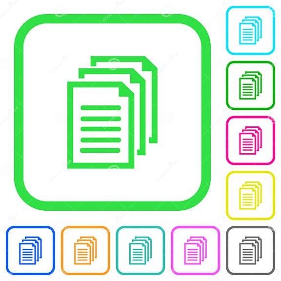 Multiple Documents Vivid Colored Flat Icons Icons Stock Vector ...