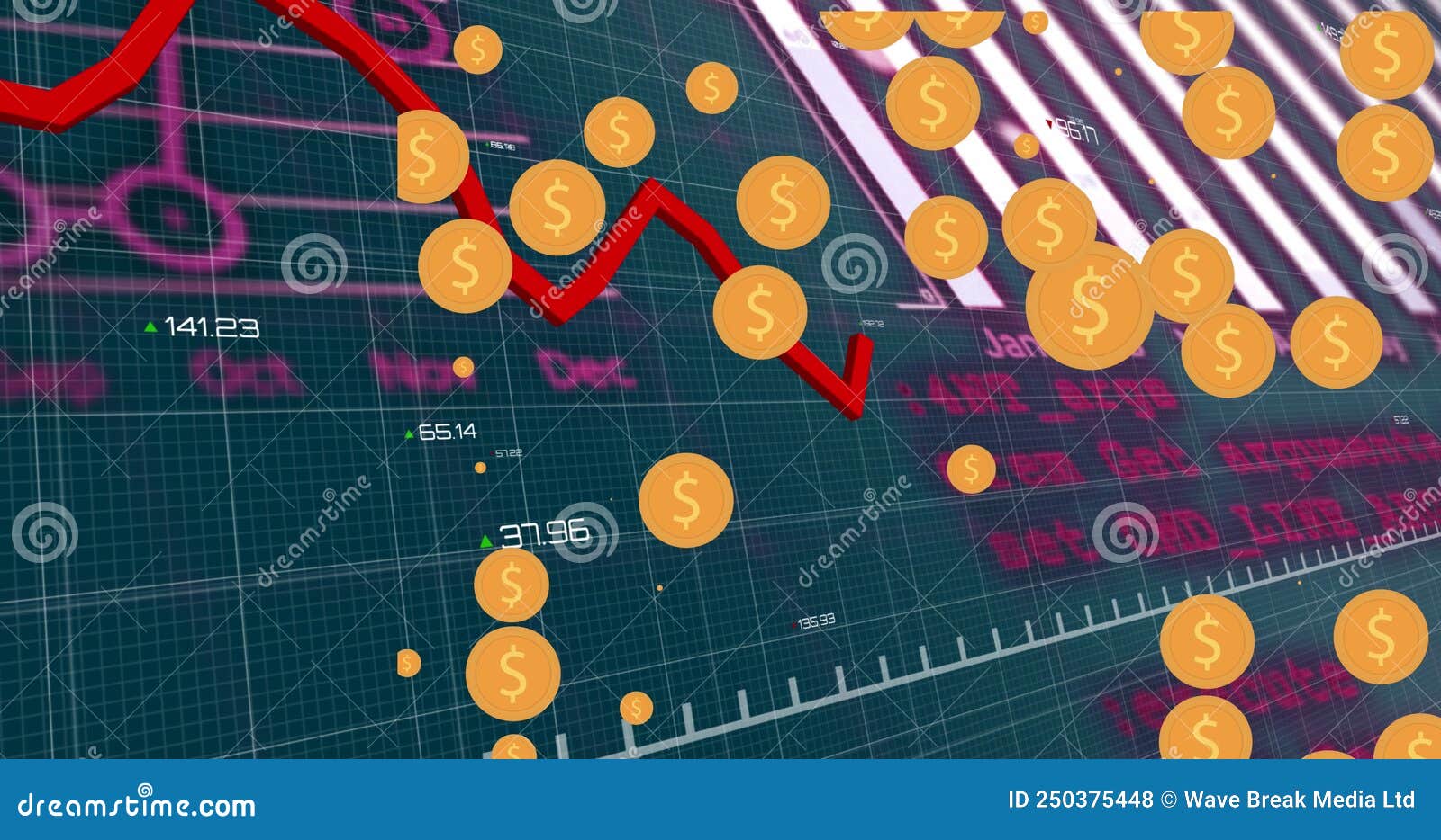 No People Multiple Dollar Symbol Icon Statistical Data Processing Blue ...