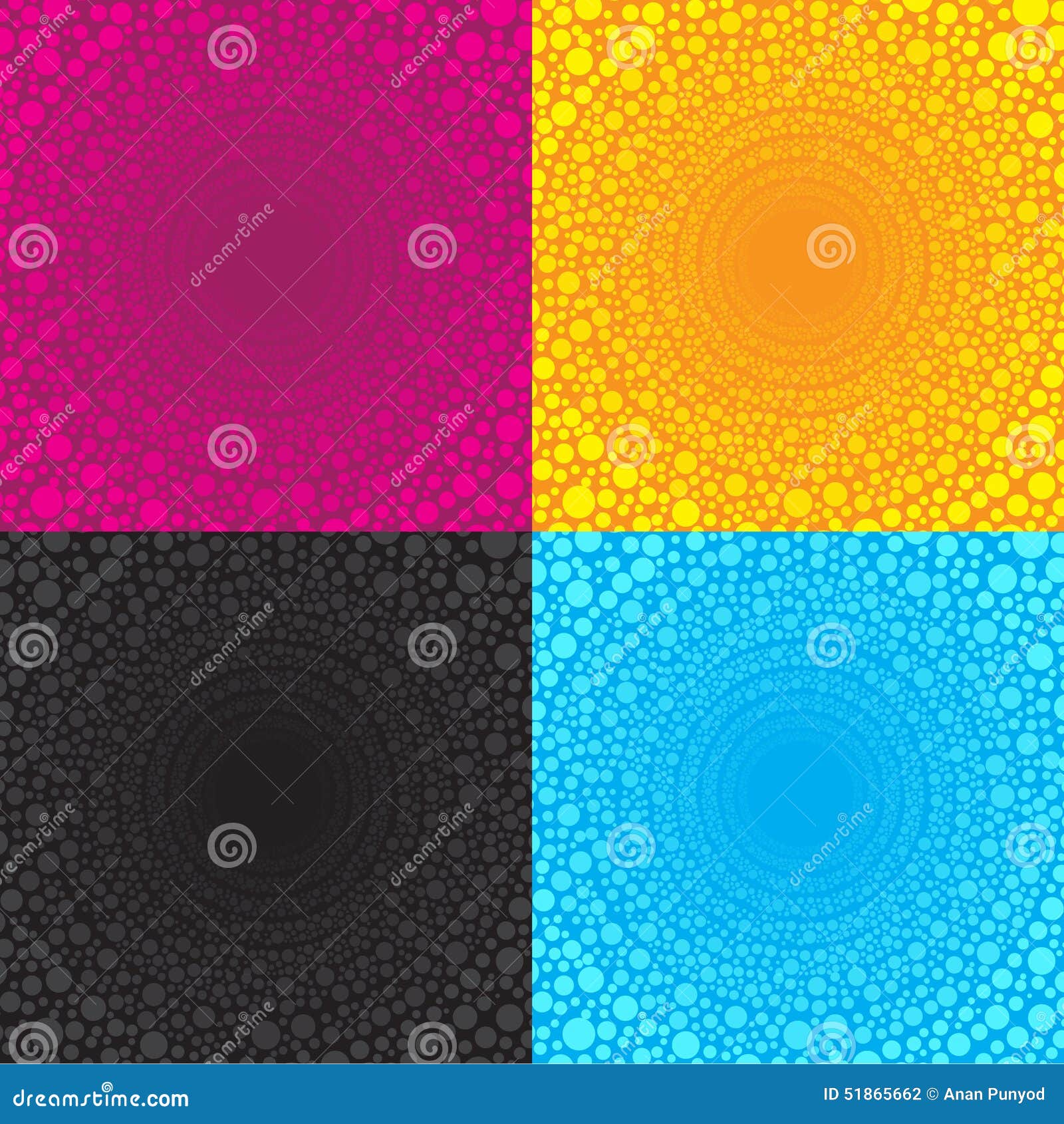 Multiple Dot Circles Arranged in a Wire Circle Bigger is 4 Color Tone ...