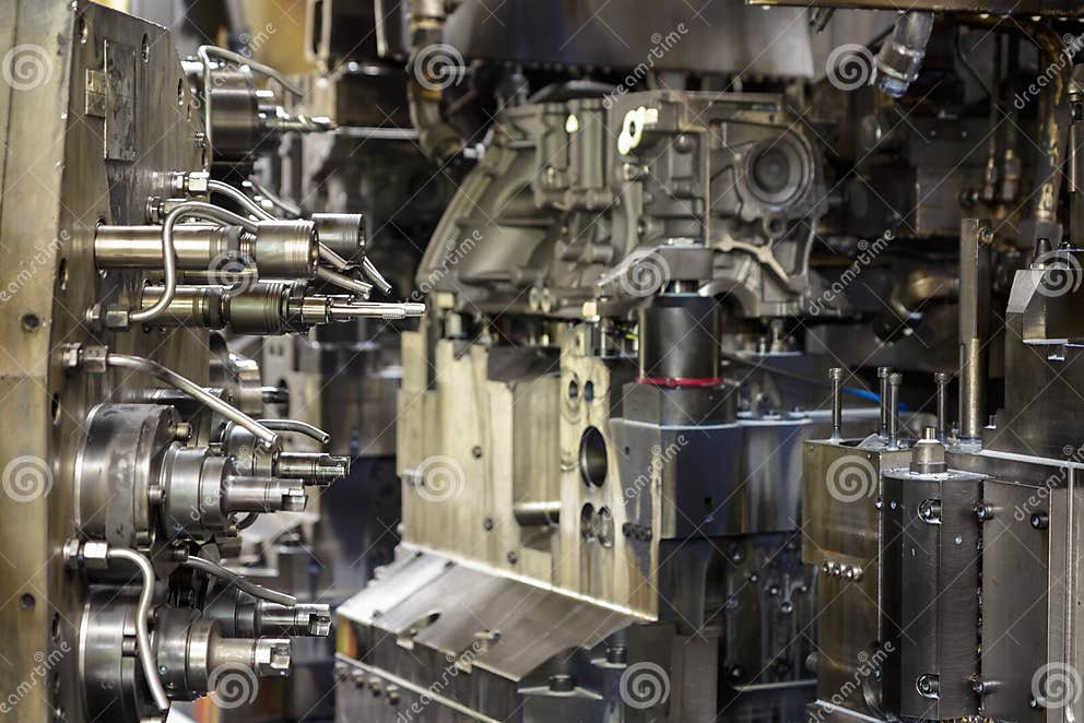 Detail of the Interior of a Crankcase Machining Center of a Diesel ...