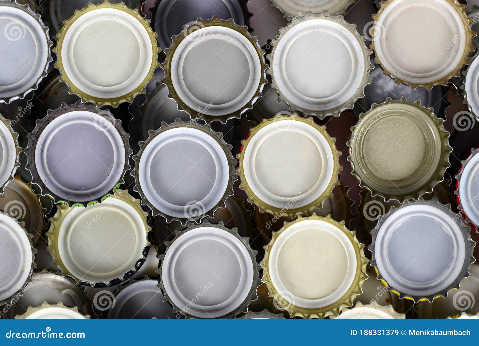 Multiple Drinking Bottle Caps Facing Upide Down Stock Image - Image of ...