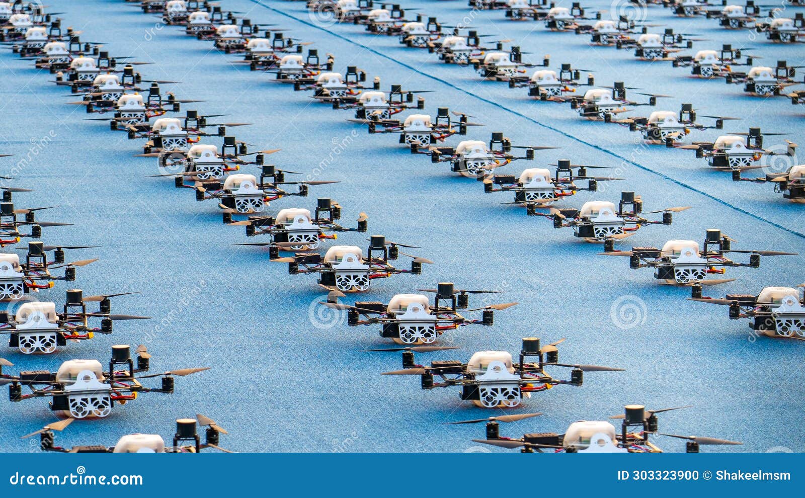 Multiple Drones Lined Up for a Drone Show Stock Photo - Image of plant ...