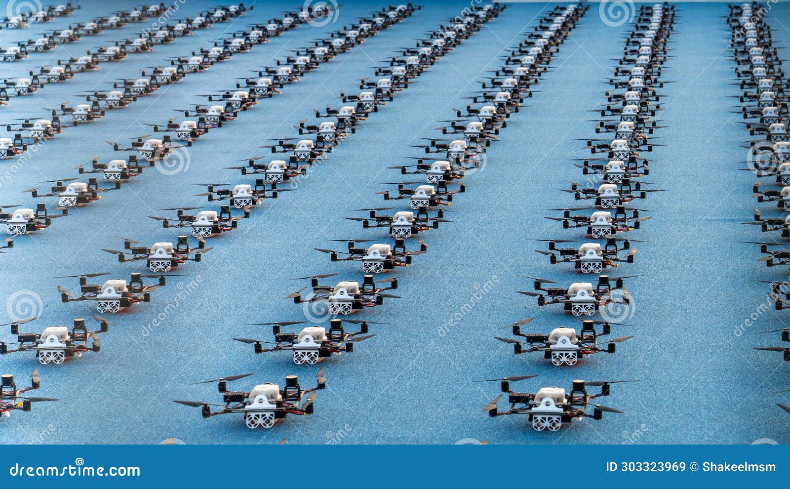 Multiple Drones Lined Up for a Drone Show Stock Image - Image of light ...
