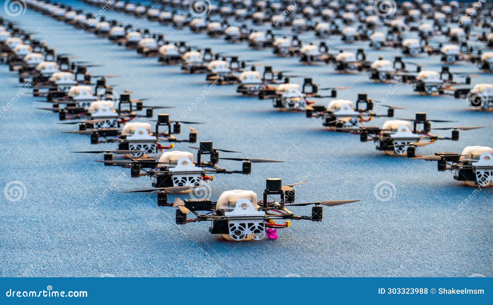 Multiple Drones Lined Up for a Drone Show Stock Photo - Image of ...