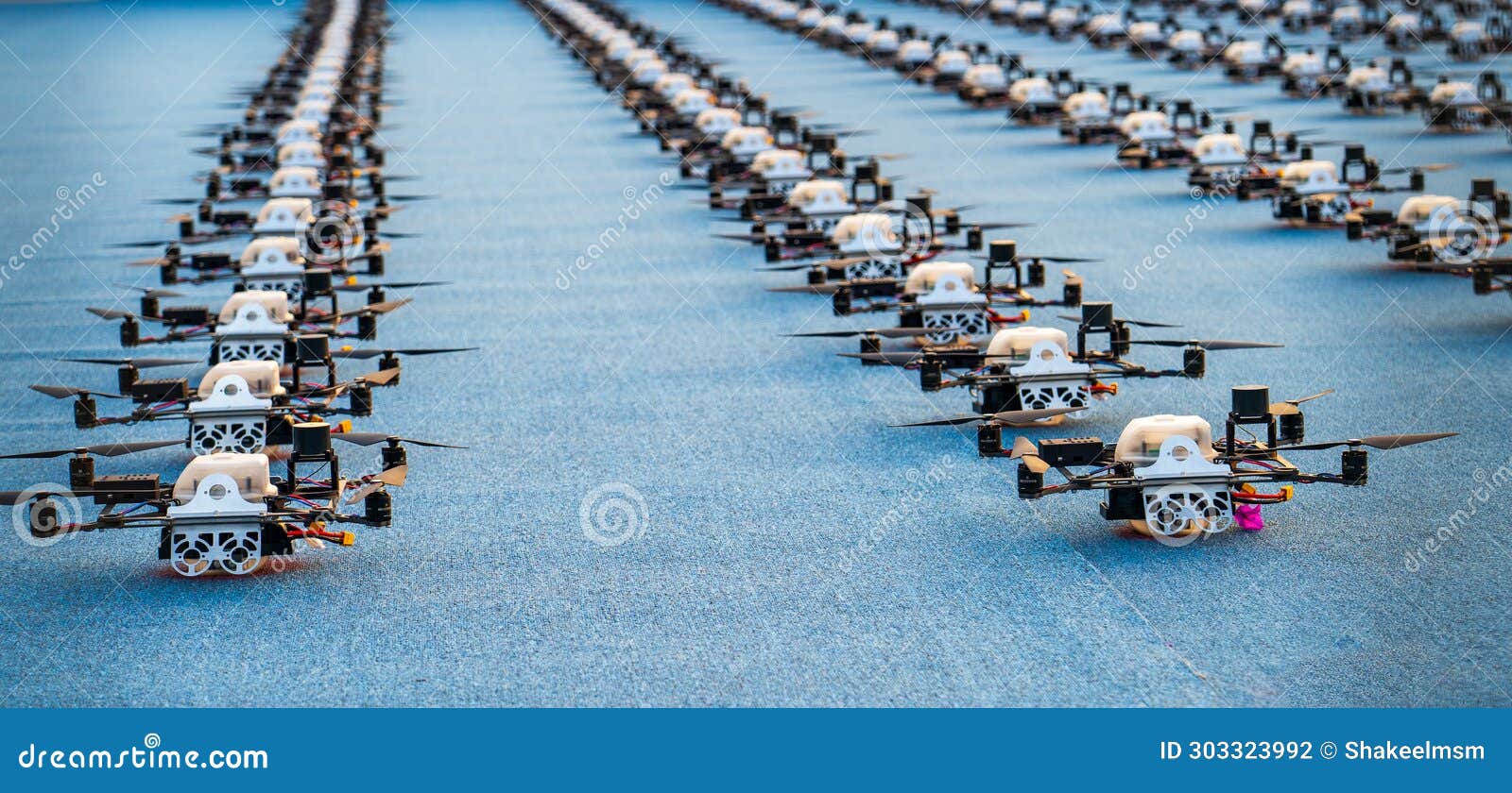 Multiple Drones Lined Up for a Drone Show Stock Photo - Image of night ...