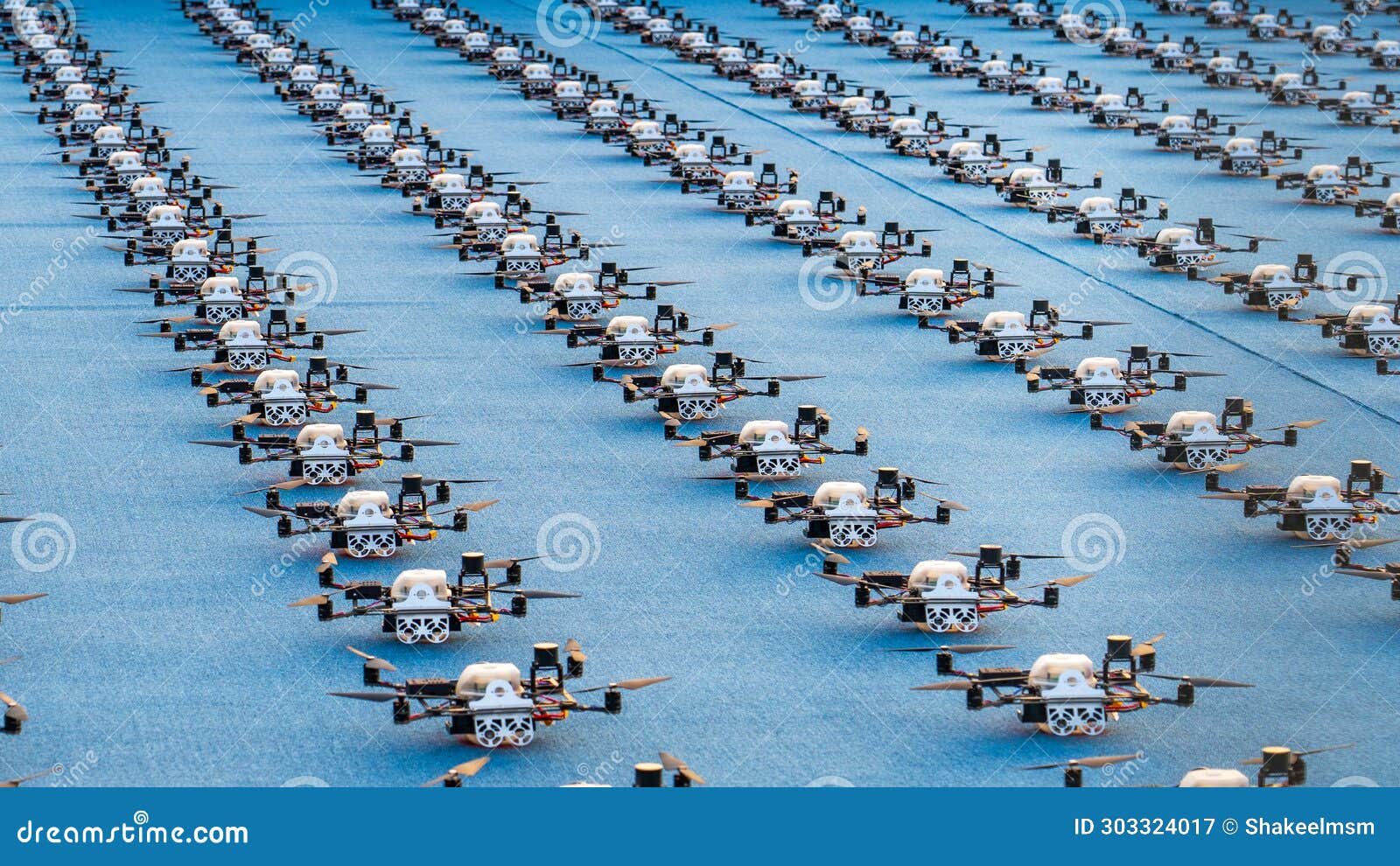 Multiple Drones Lined Up for a Drone Show Stock Image - Image of ...