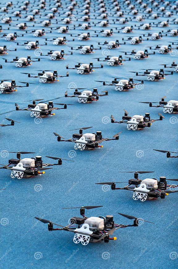 Multiple Drones Lined Up for a Drone Show Editorial Image - Image of ...