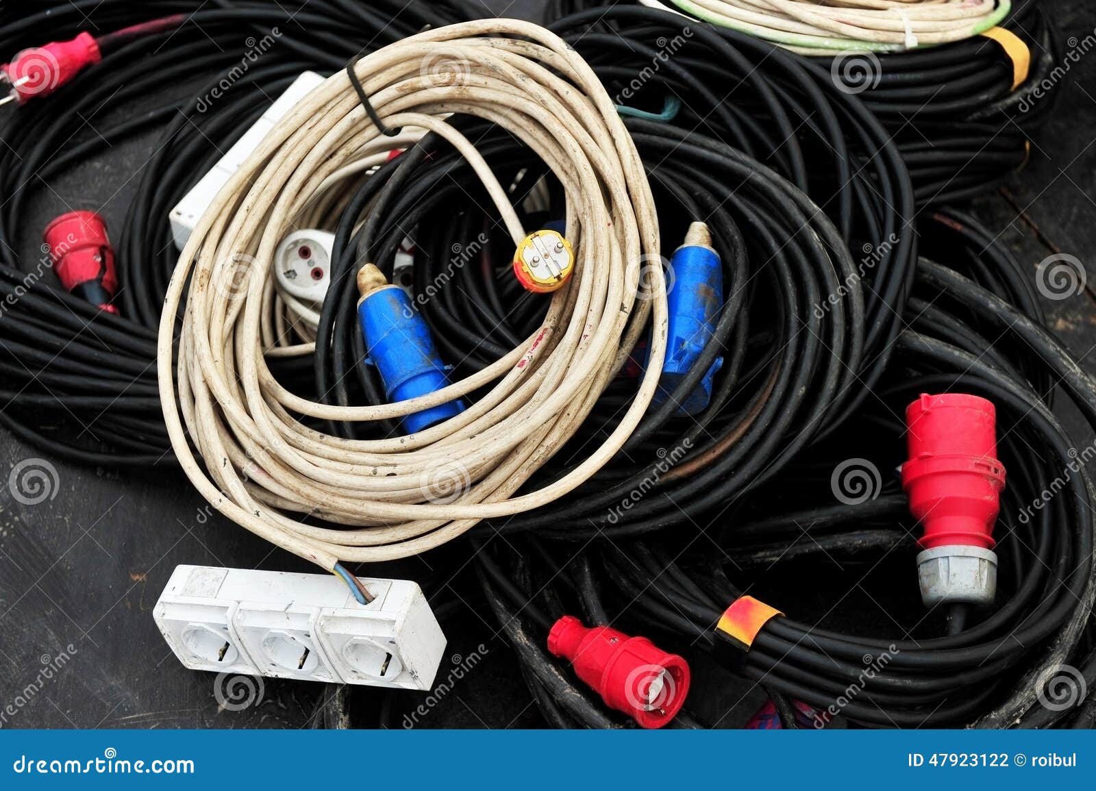 Multiple Electric Power Cables Stock Photo - Image of adapter ...
