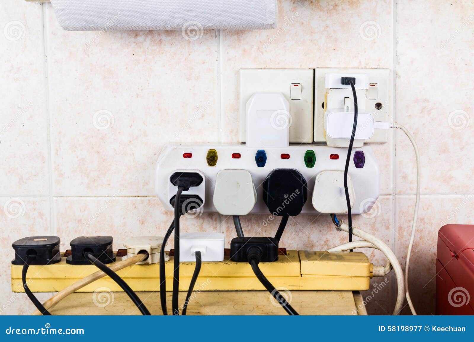Multiple Electricity Plugs on Adapter Risk Overloading and Dange Stock ...