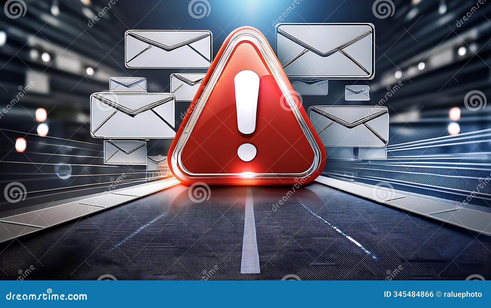Multiple Email Icons and a Large Red Exclamation Mark, Indicating a ...