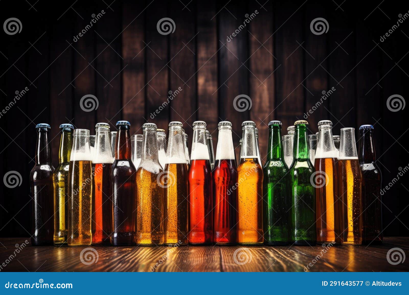 Multiple Empty Beer Bottles Stacked on Each Other Stock Image - Image ...