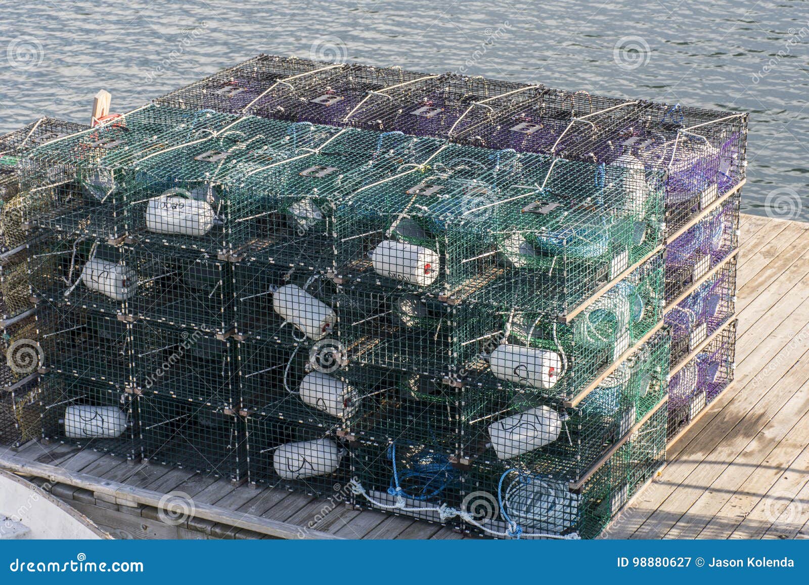 Lobster Traps on Dock stock image. Image of ship, harbor - 98880627
