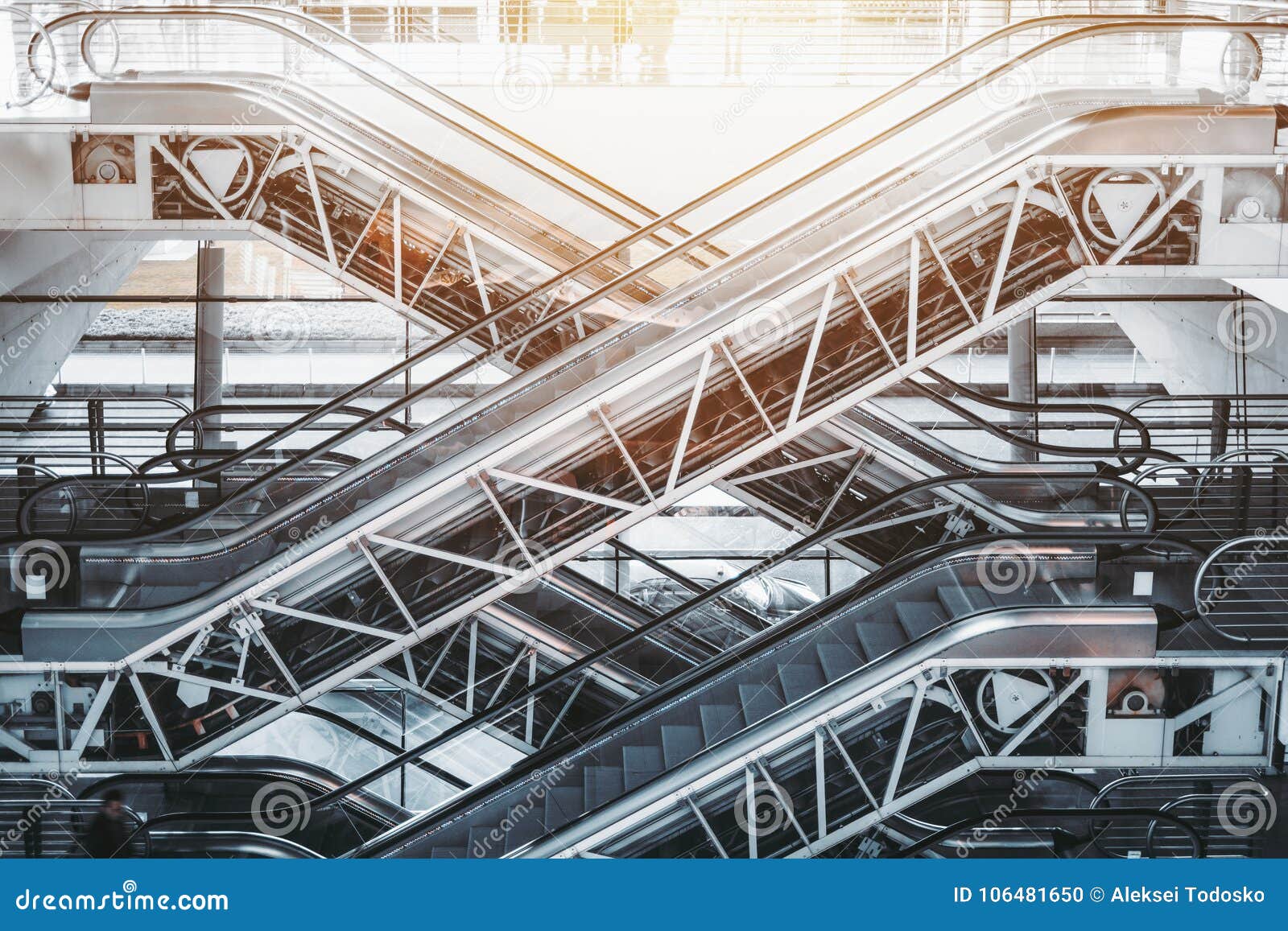 Multiple Escalators Inside of Porto Airport Terminal Stock Photo ...