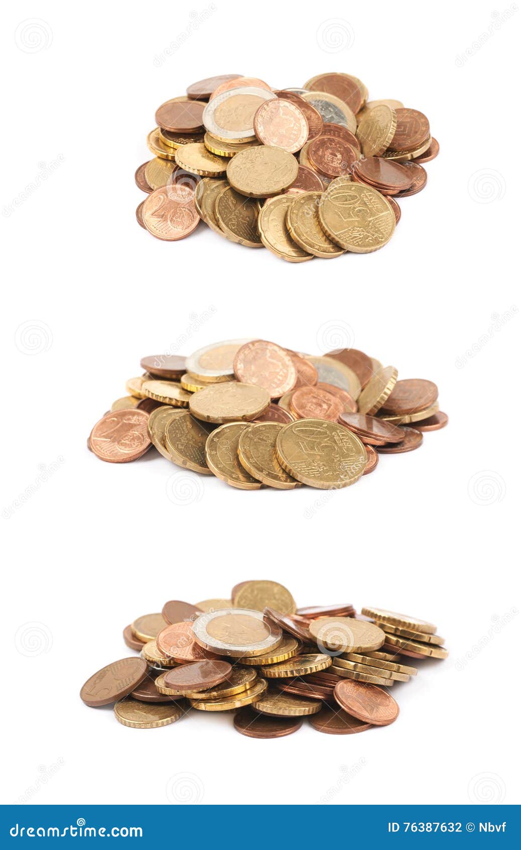 Multiple Euro Coins Isolated Stock Photo - Image of monetary, coin ...
