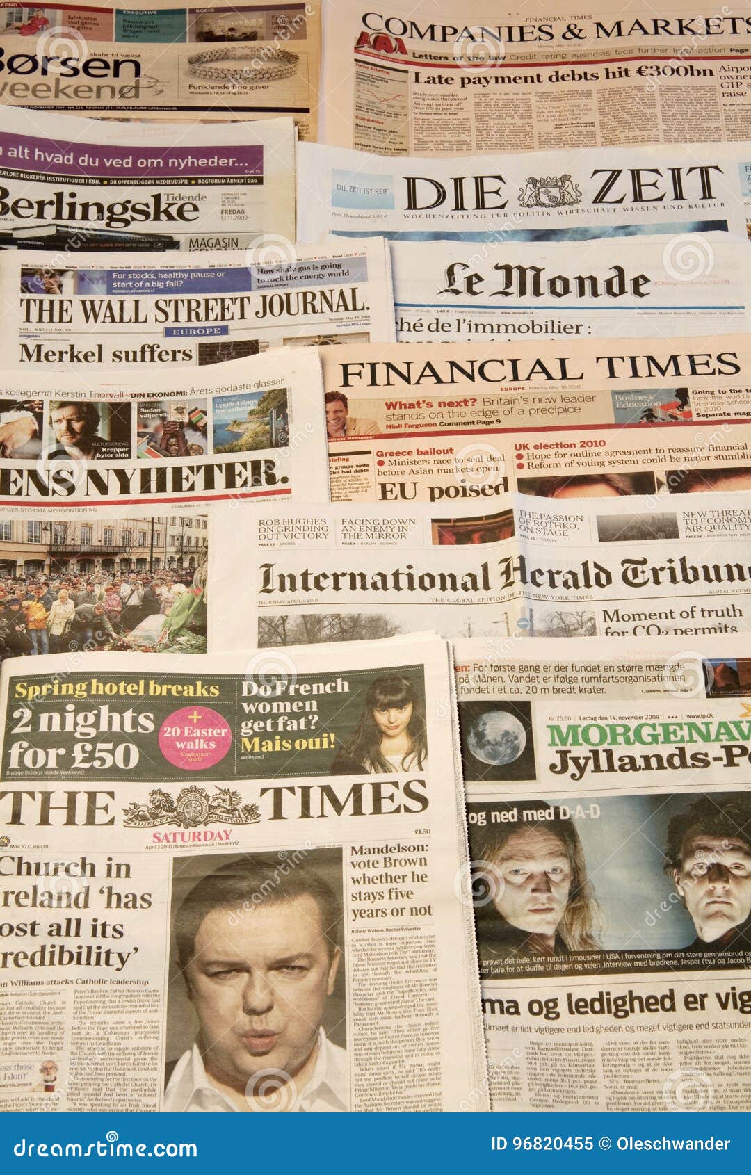Multiple European Newspapers in a Pile Editorial Image - Image of ...