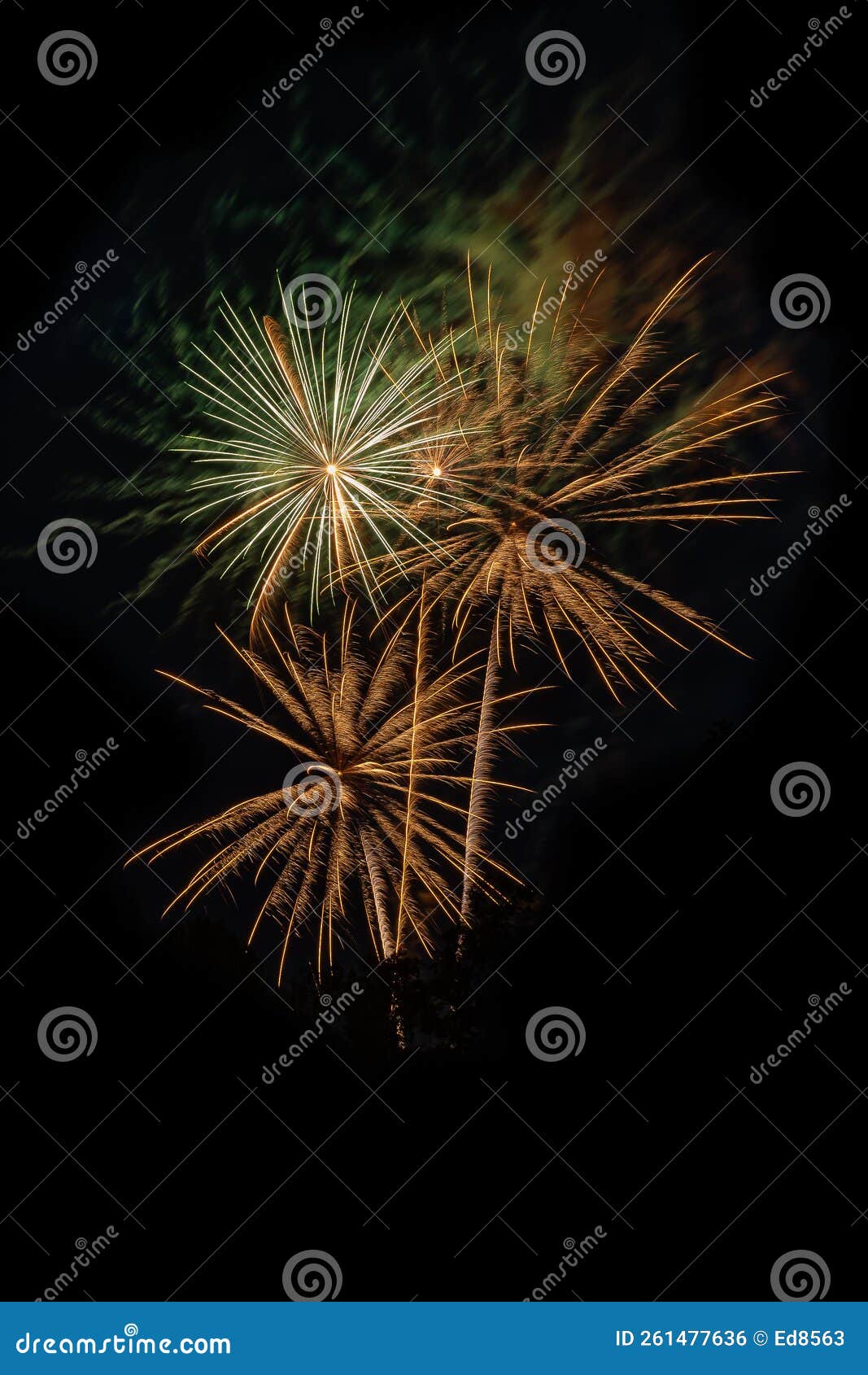 Multiple Exploding Fireworks in the Evening Sky Stock Photo - Image of ...