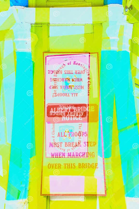 Multiple Exposure of Albert Bridge Notice. All Troops Must Break Step ...