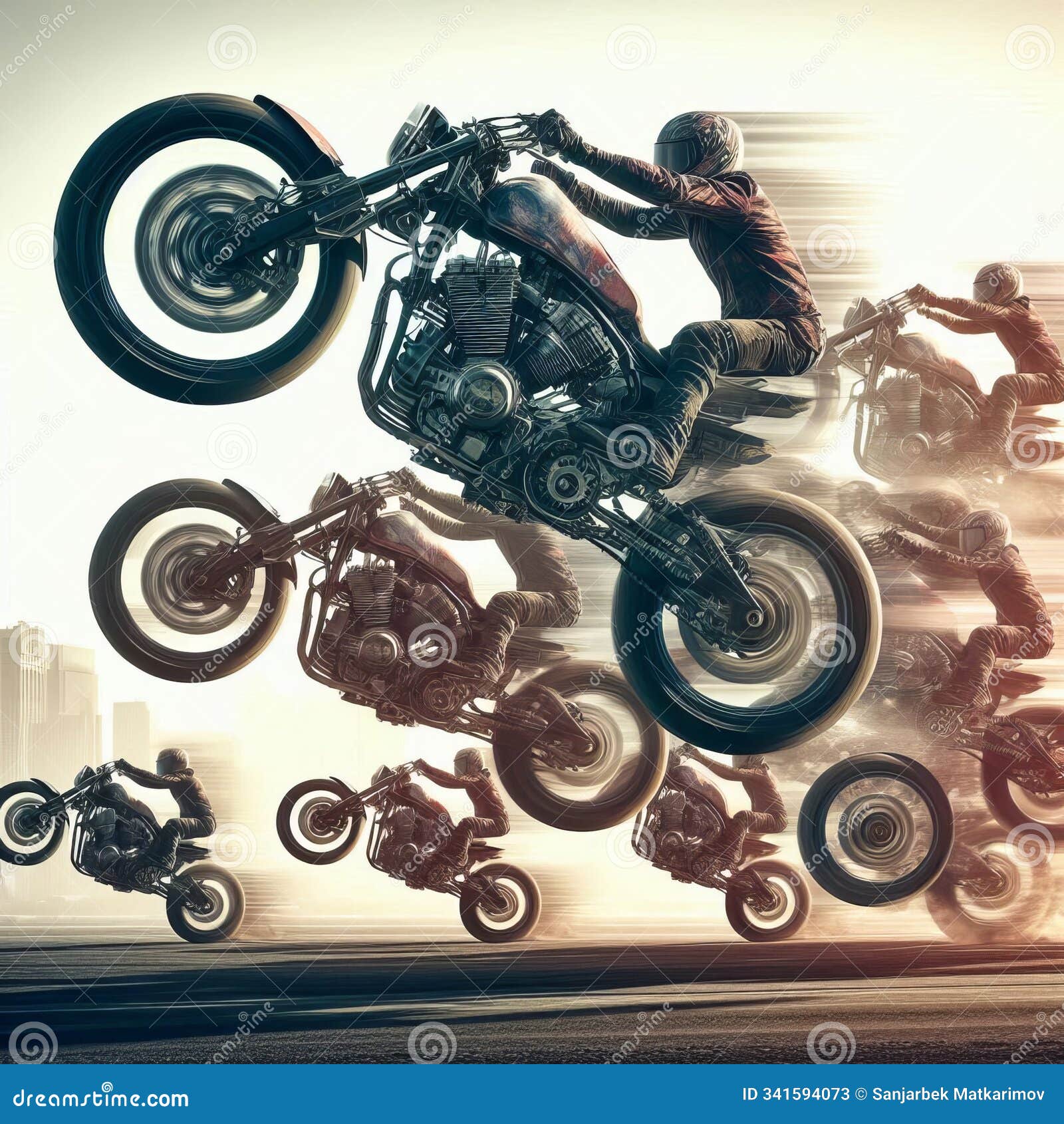 Multiple Exposure Motorcycle Several Stages of a Motorcycle Doin Stock ...