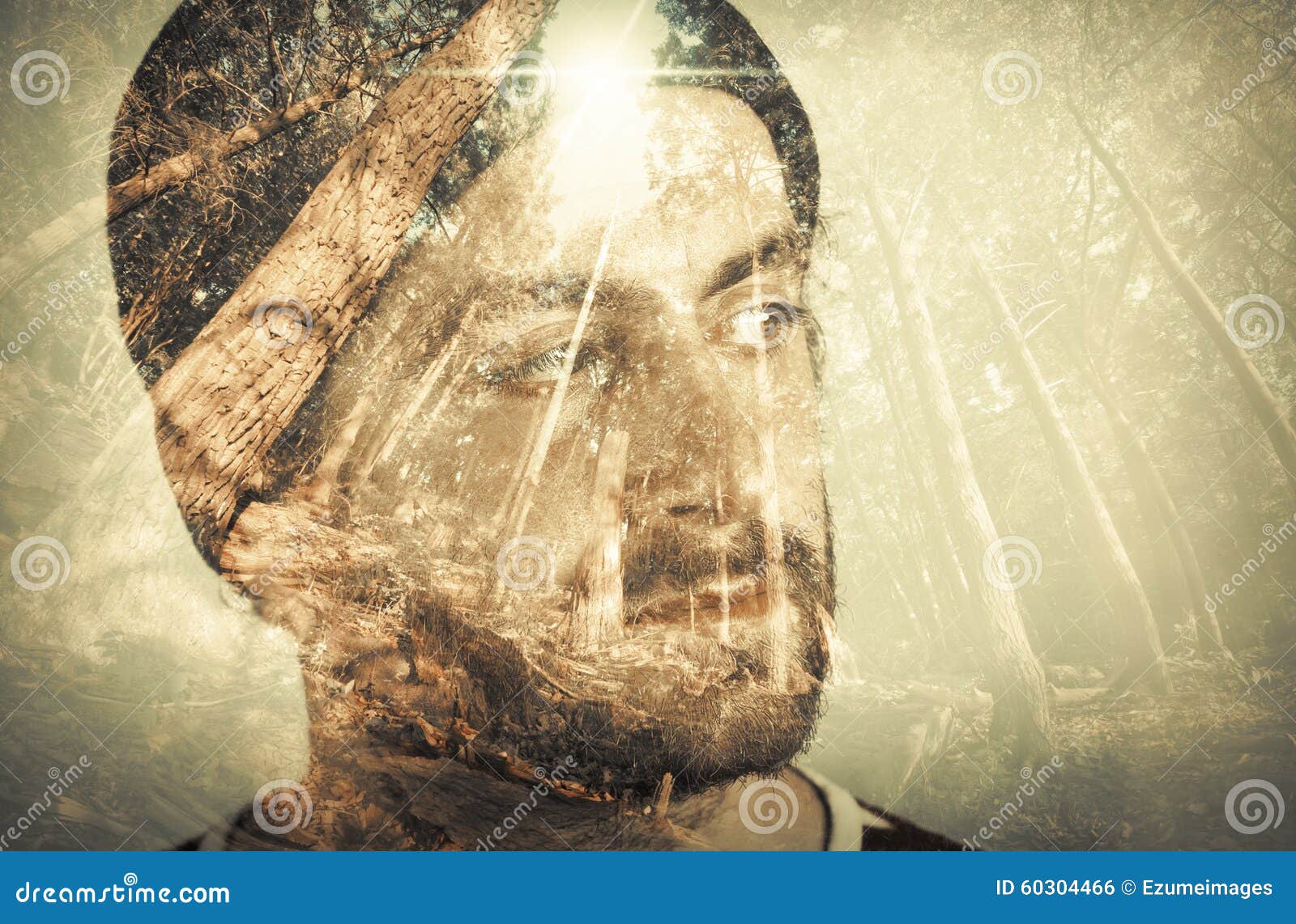 Multiple Exposure Portrait stock photo. Image of contemplation - 60304466