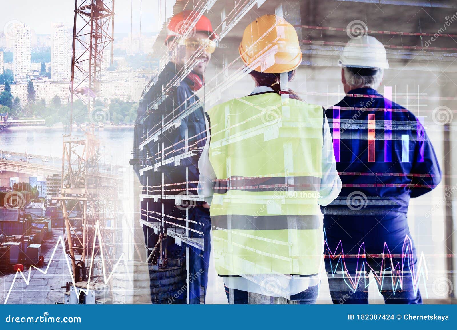Multiple Exposure of Professional Engineers, Scheme, Cityscape ...