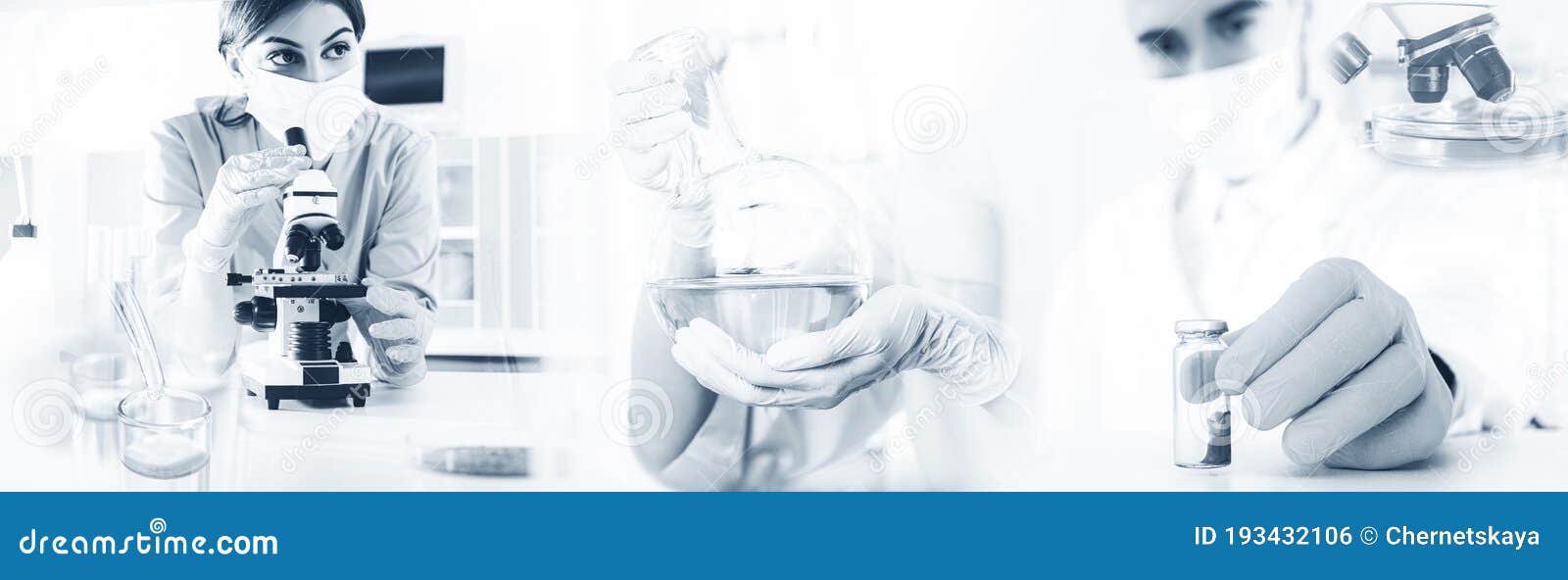 Multiple Exposure of Scientists Doing Research, Analysis in Laboratory ...