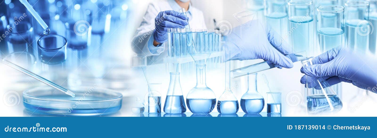 Scientists Doing Research And Analysis In Chemical Laboratory. Banner ...