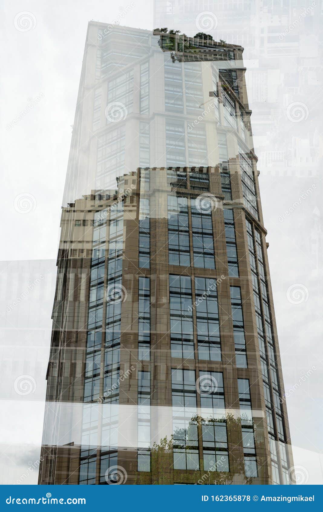 Portrait of Tall Corporate Buildings in Multiple Exposure Stock Photo ...