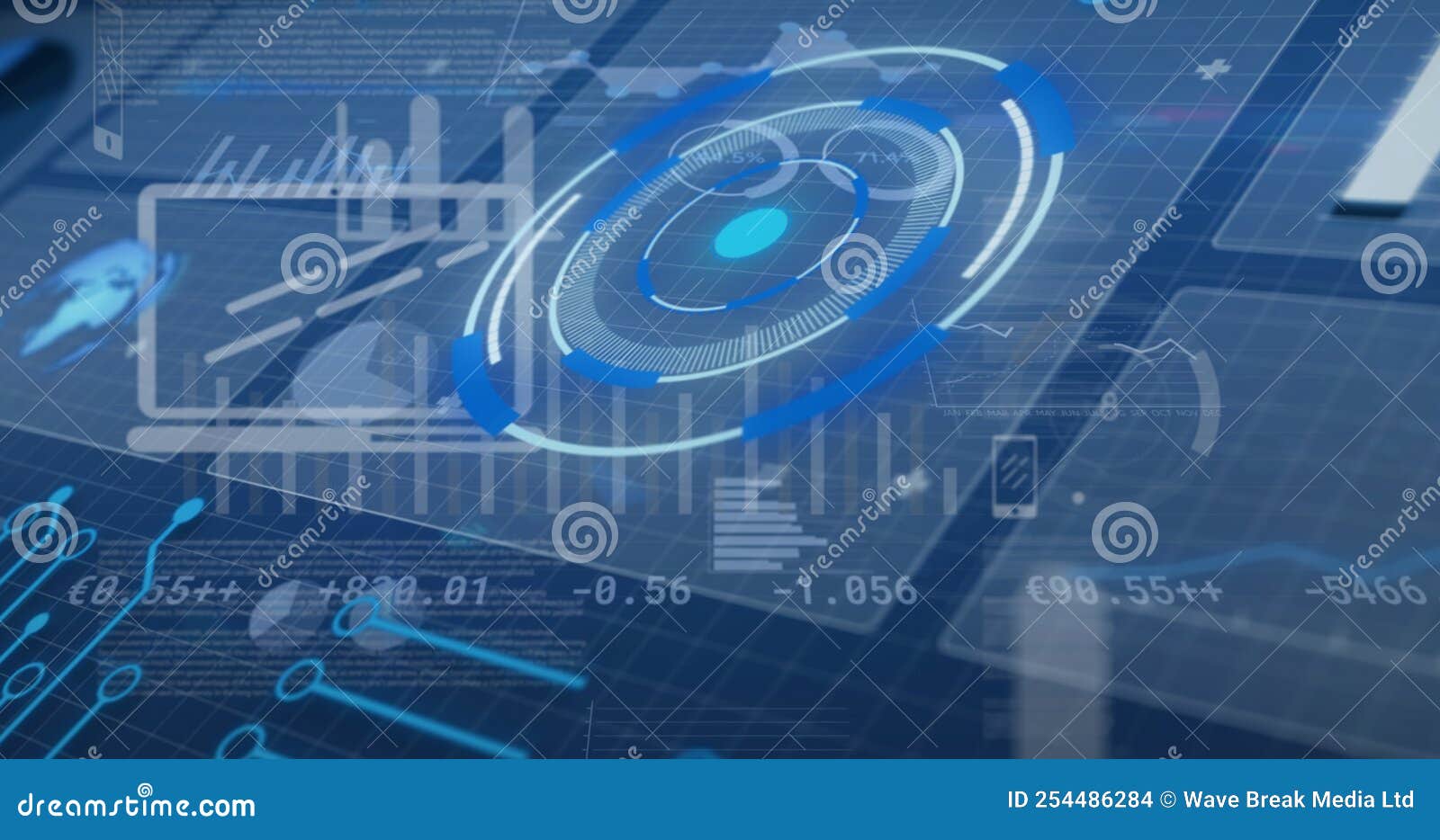 Multiple Exposure Vector Image of Various Virtual Blue Patterns, Copy ...