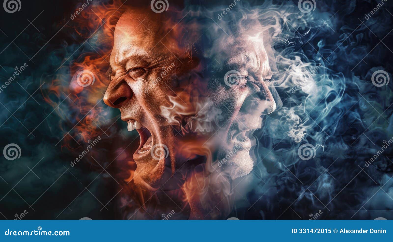 Multiple Exposures of Man Expressing Intense Anger Stock Image - Image ...