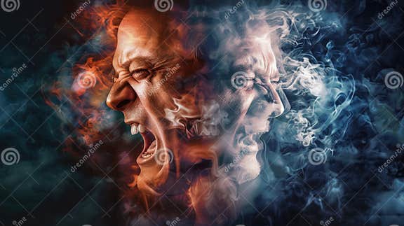 Multiple Exposures of Man Expressing Intense Anger Stock Image - Image ...