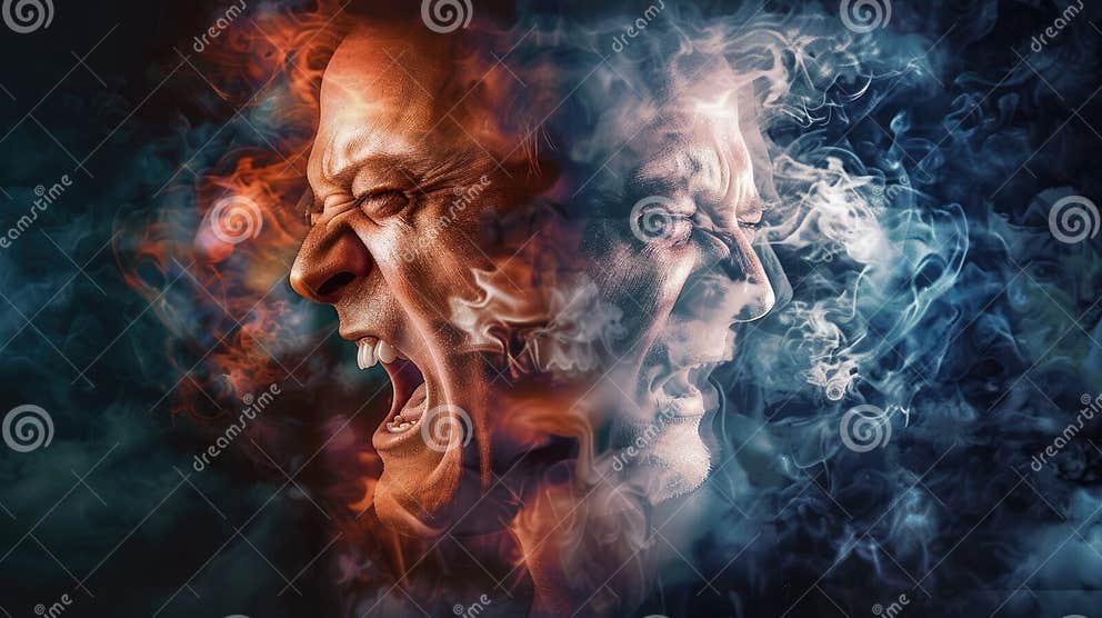 Multiple Exposures of Man Expressing Intense Anger Stock Image - Image ...