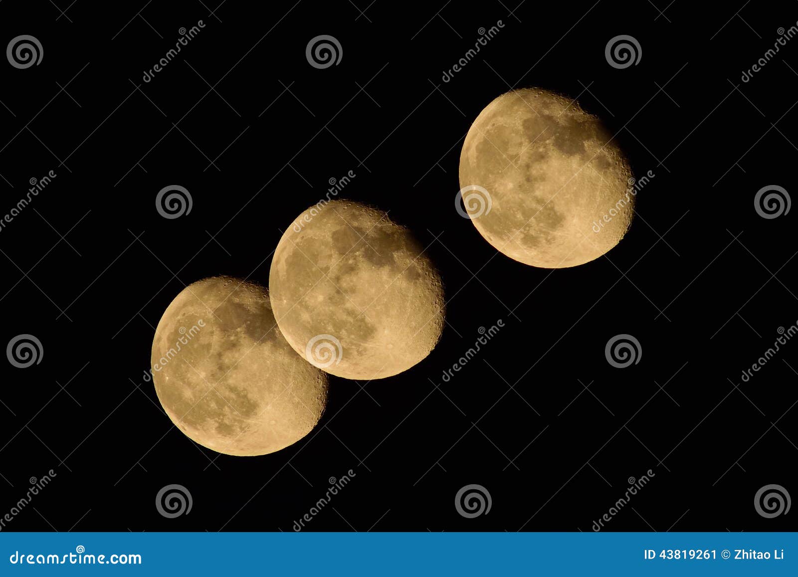 Multiple Exposures Shot of the Moon Stock Image - Image of background ...