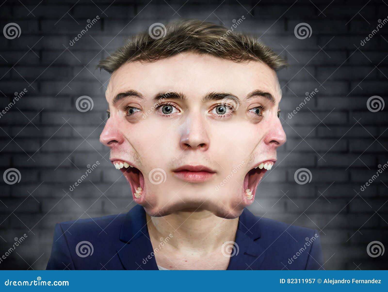 Multiple Face Man Weird Portrait Over Wall Background Stock Image ... Multiple Face Man Weird Portrait Over Wall Background Stock Image ...
