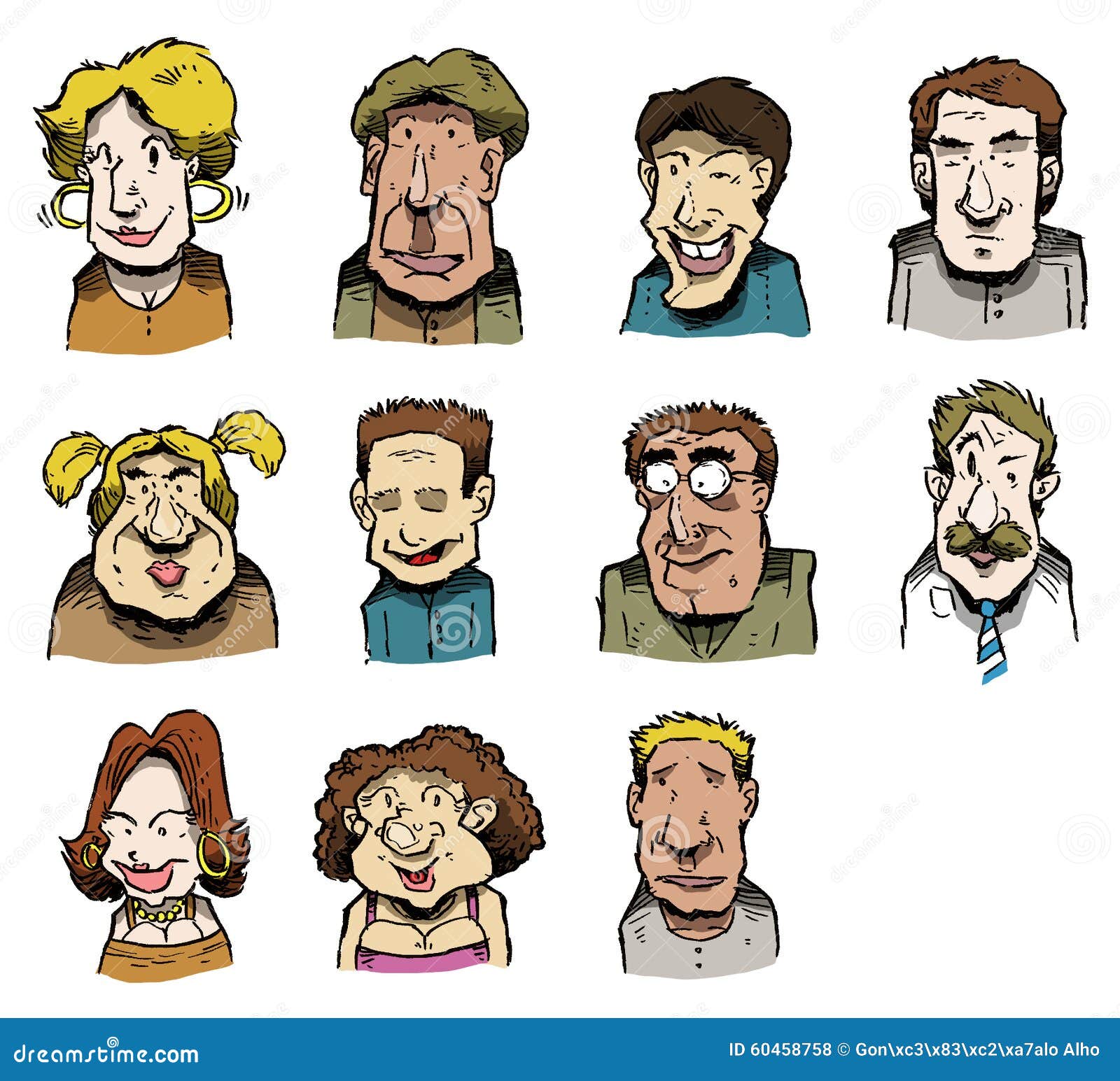 Multiple faces illustrated stock illustration. Illustration of avatar ...