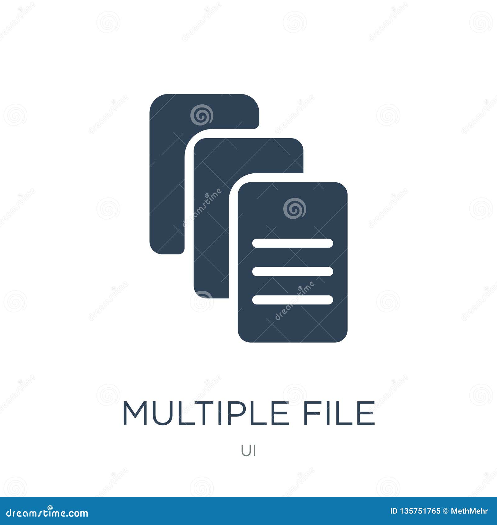 Multiple File Icon in Trendy Design Style. Multiple File Icon Isolated on White Background Stock ...