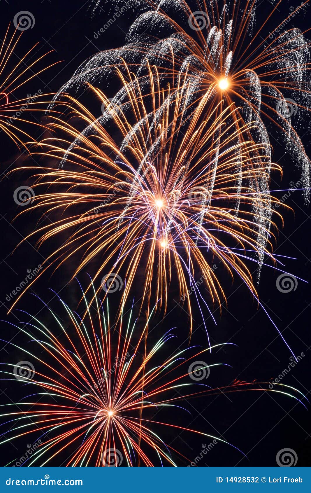 Multiple Firework Bursts stock photo. Image of finale - 14928532