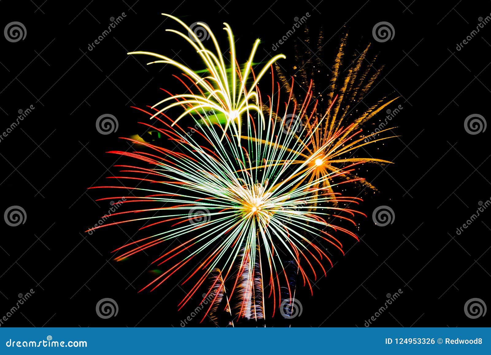 Multiple Firework Explosions Display Stock Photo - Image of explosive ...