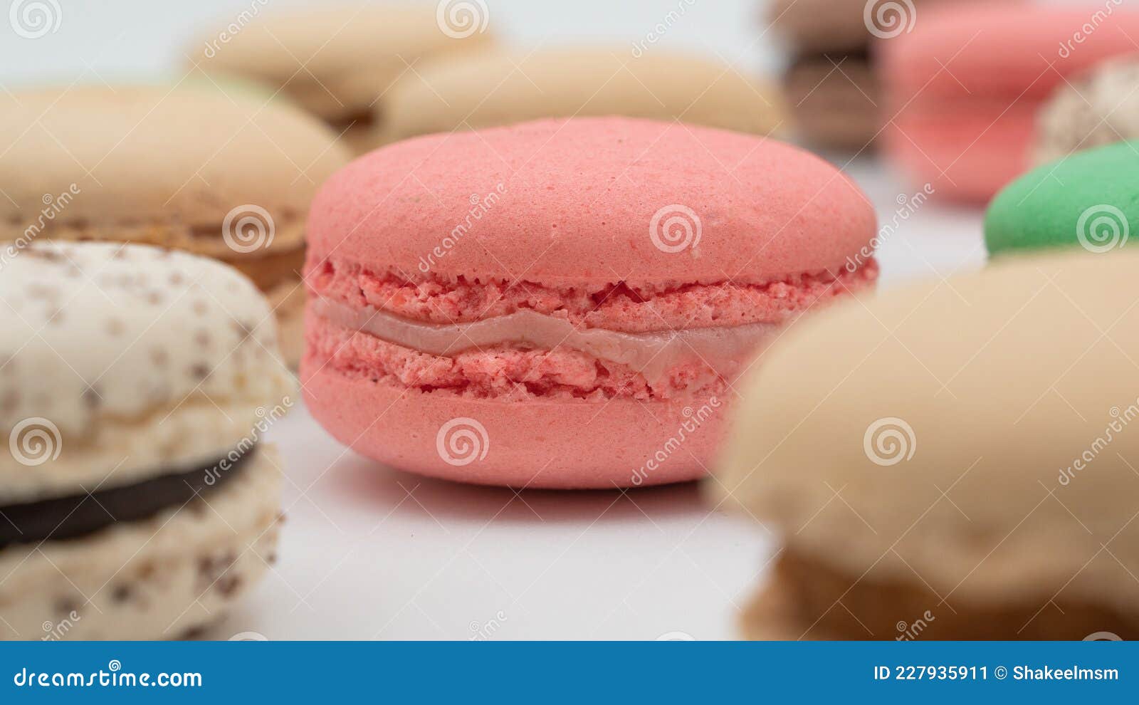 Multiple Flavor Cake Macaron or Macaroon on Turquoise Macros on a White ...