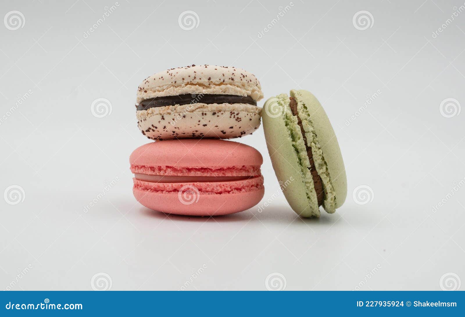 Multiple Flavor Cake Macaron or Macaroon on Turquoise Macros on a White ...