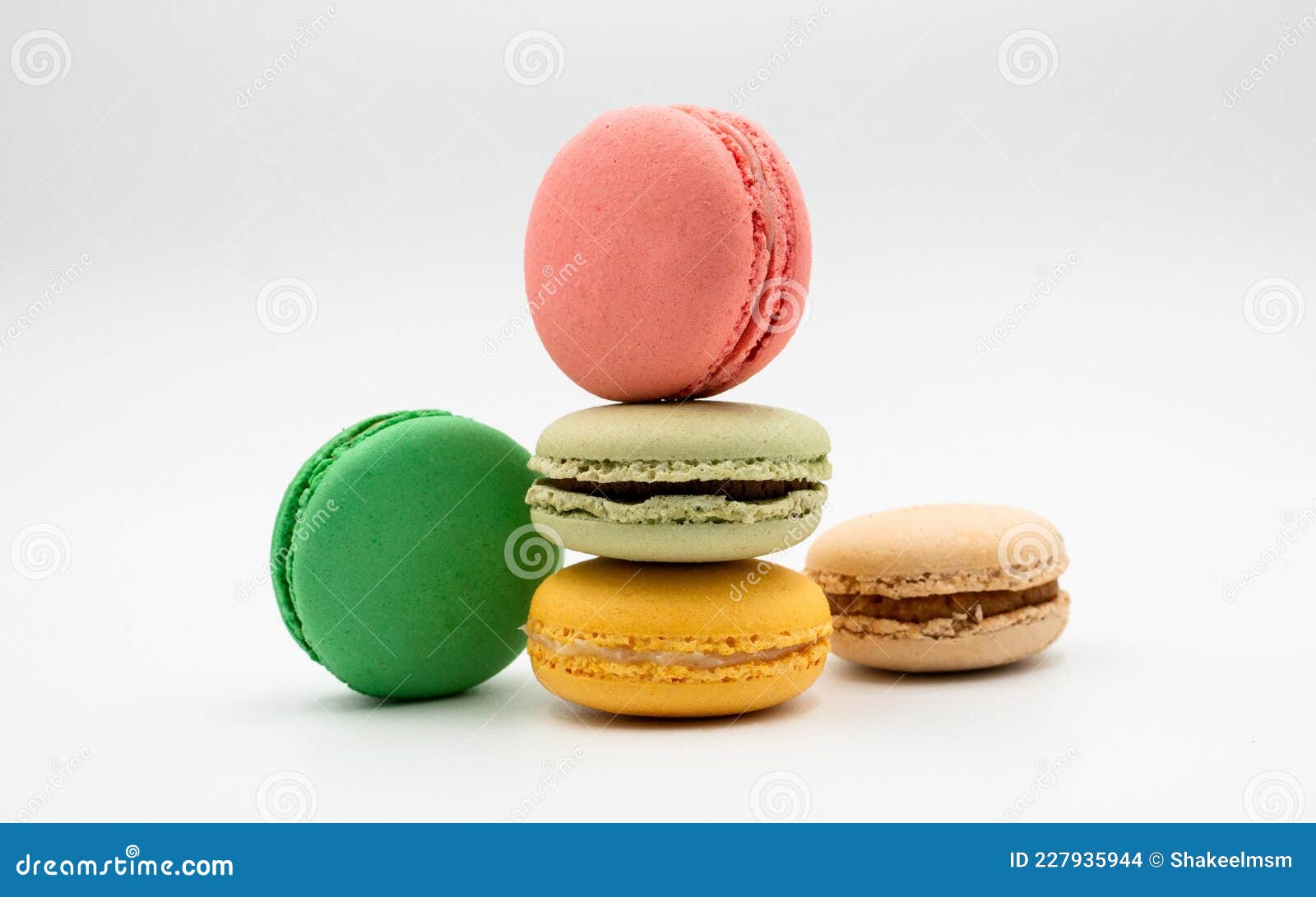 Multiple Flavor Cake Macaron or Macaroon on Turquoise Macros on a White ...