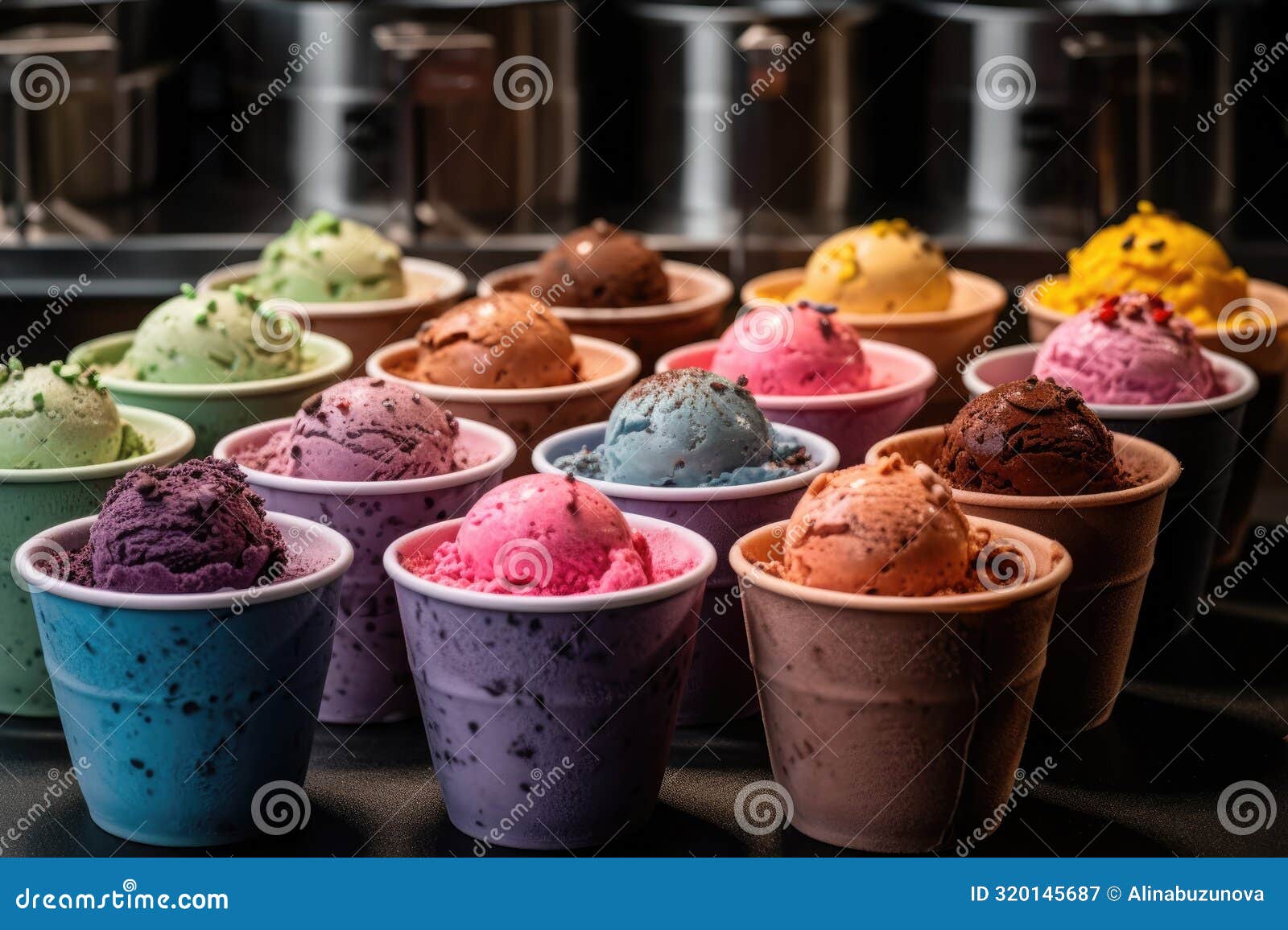 Multiple Flavors of Ice Cream in a Cup on a Stand. Stock Image - Image ...