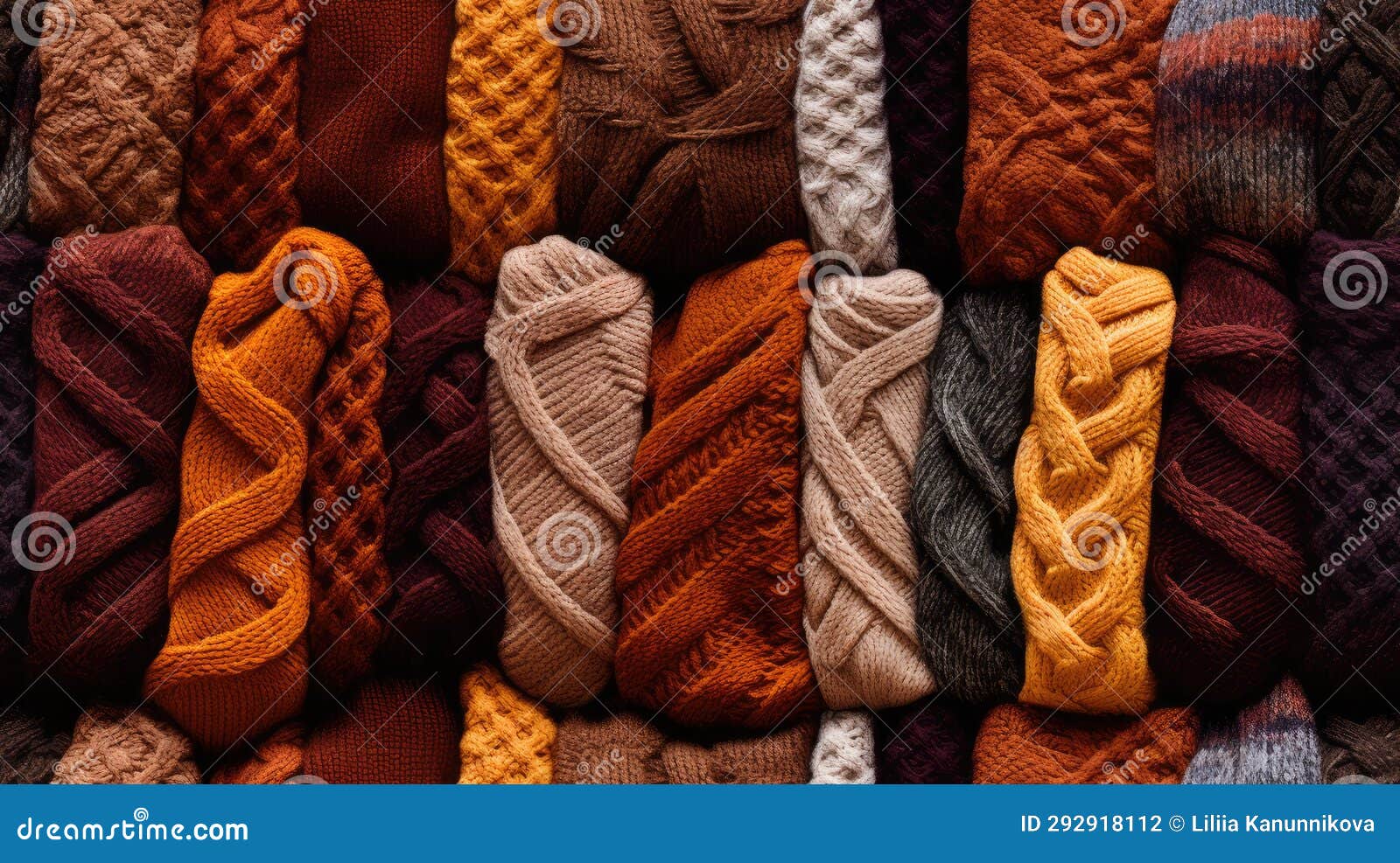 Multiple Folded Knitted Wool Sweaters in Various Earthy Tones To Form a ...